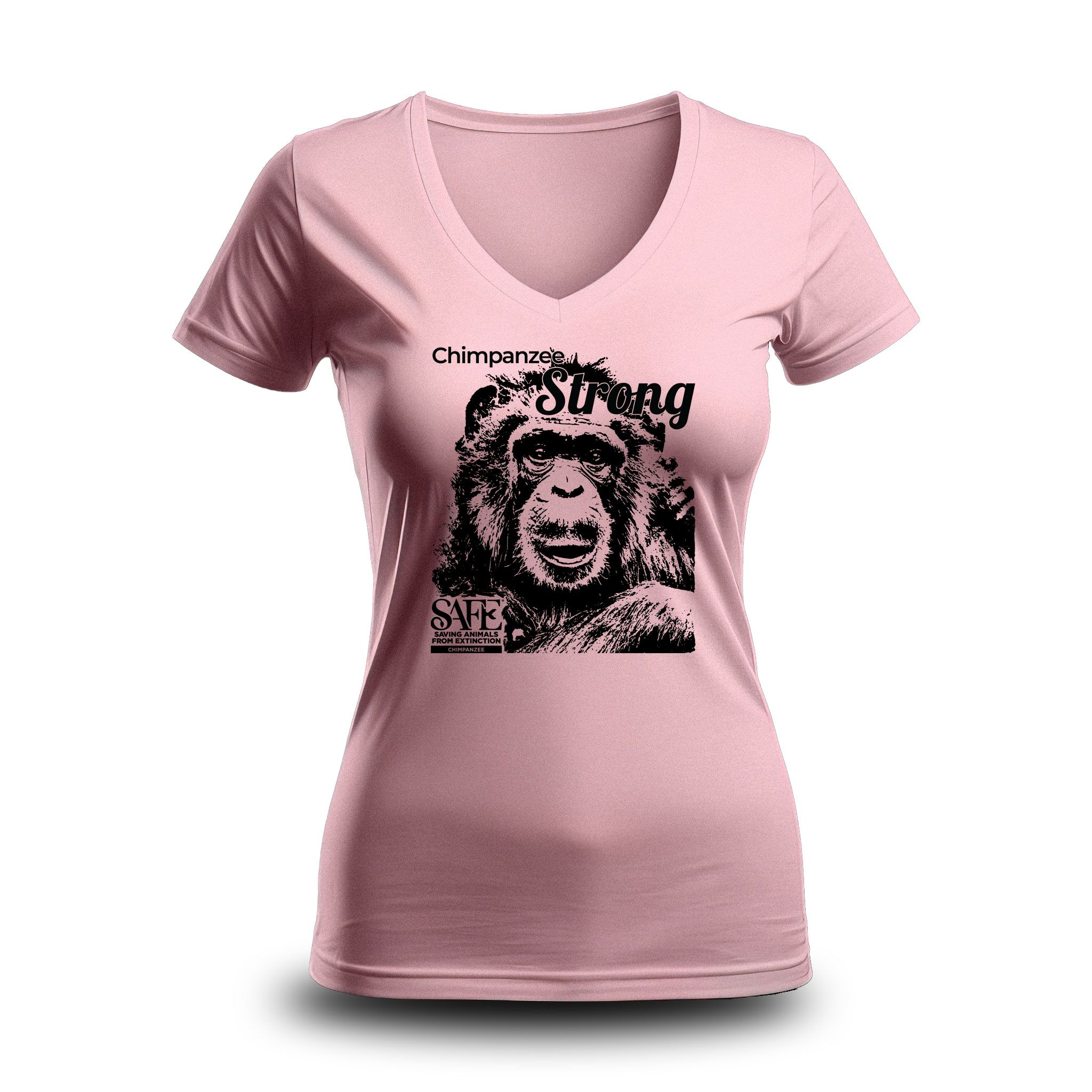 Ms. Bubbles Women's V-neck T-Shirt Pink - Chimpanzee SAFE